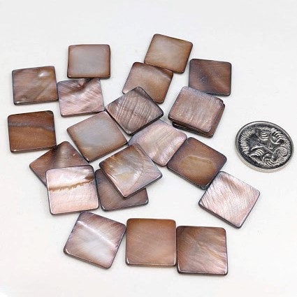 Freshwater Shell - Square -Sienna - 15x15mm | Blue Wren Mosaics