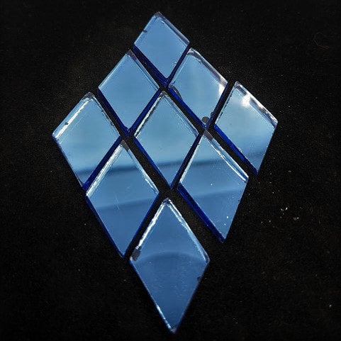 Rhombus Blue Diamond Mirror Tile Pkt 13 | Blue Wren Mosaics